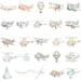 Watercolor Air Transport Clipart, Hot Air Balloon, Cute Airplane PNG ...