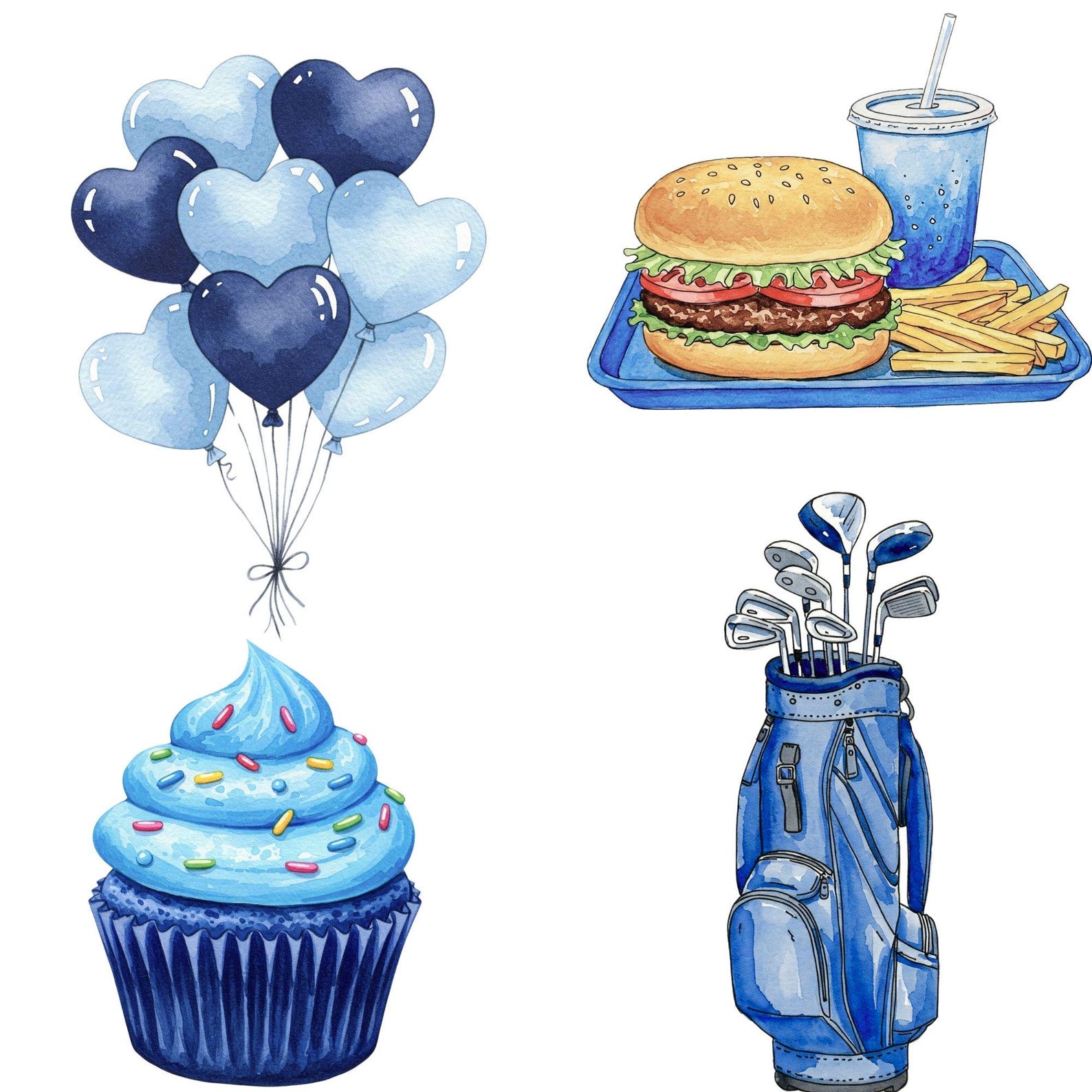 Father’s Day Clipart Blue Watercolor Dad PNG Best Dad Ever Gentleman ...