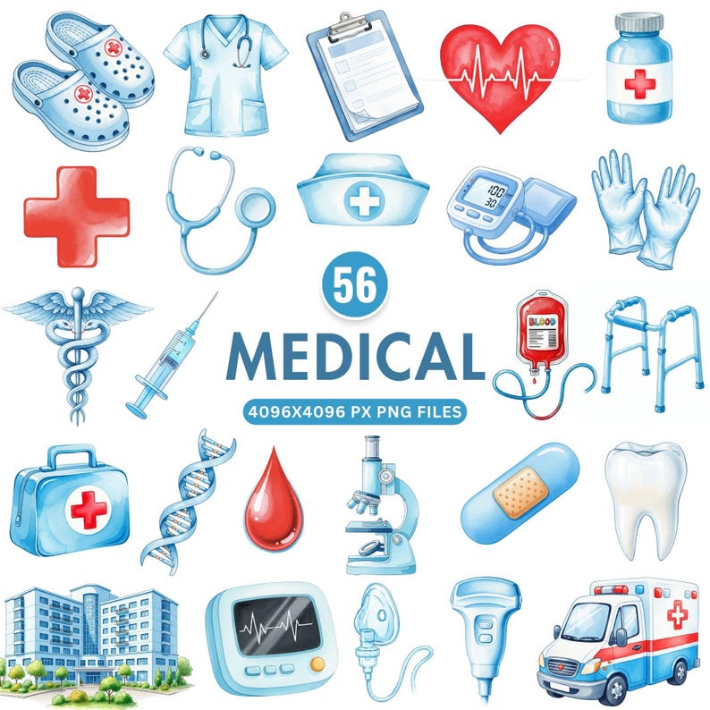 Watercolor Medical Clipart, Doctor Nurse Hospital Illustrations ...