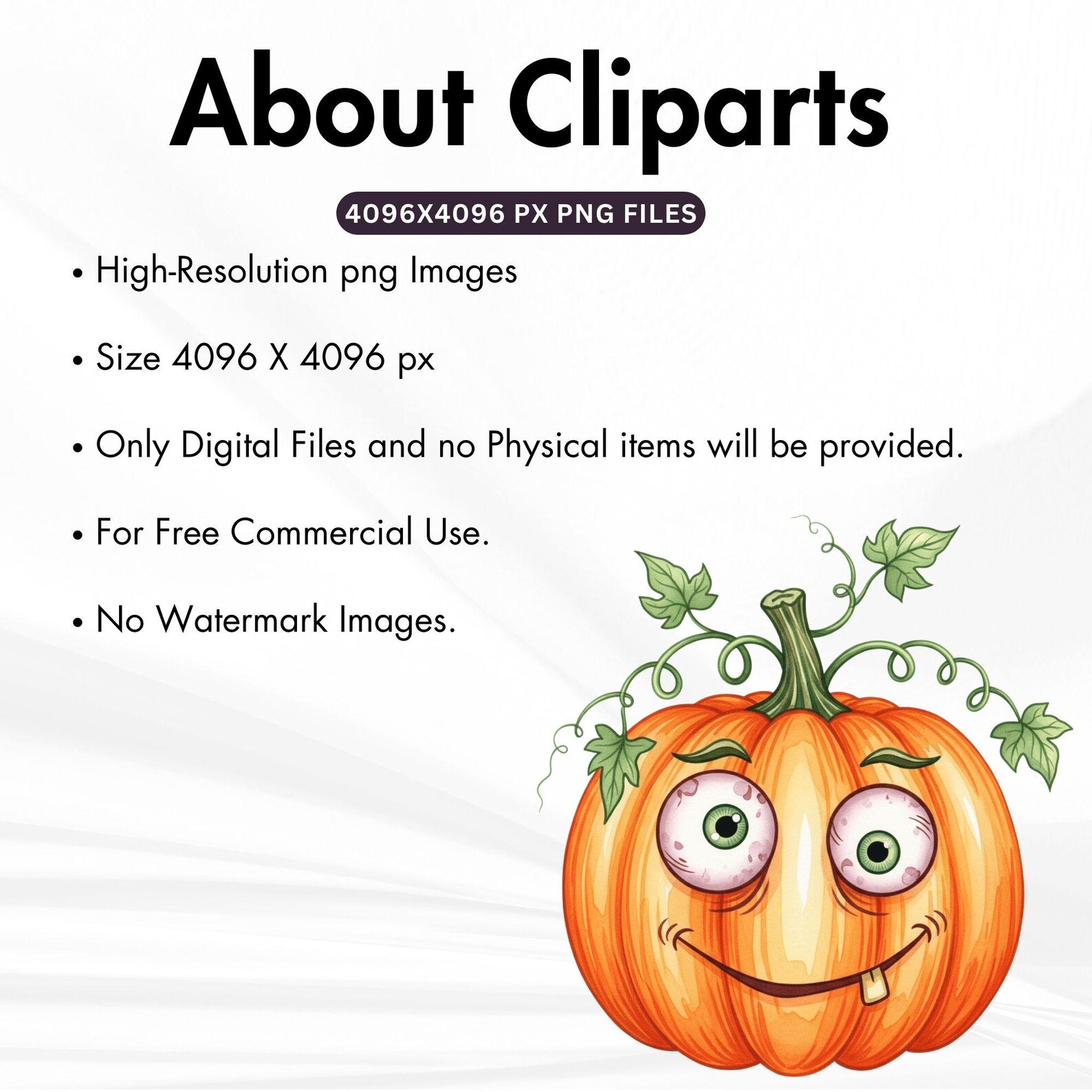 Quirky Halloween Pumpkin Clipart, Funny Jack-o-lantern PNG, Watercolor ...