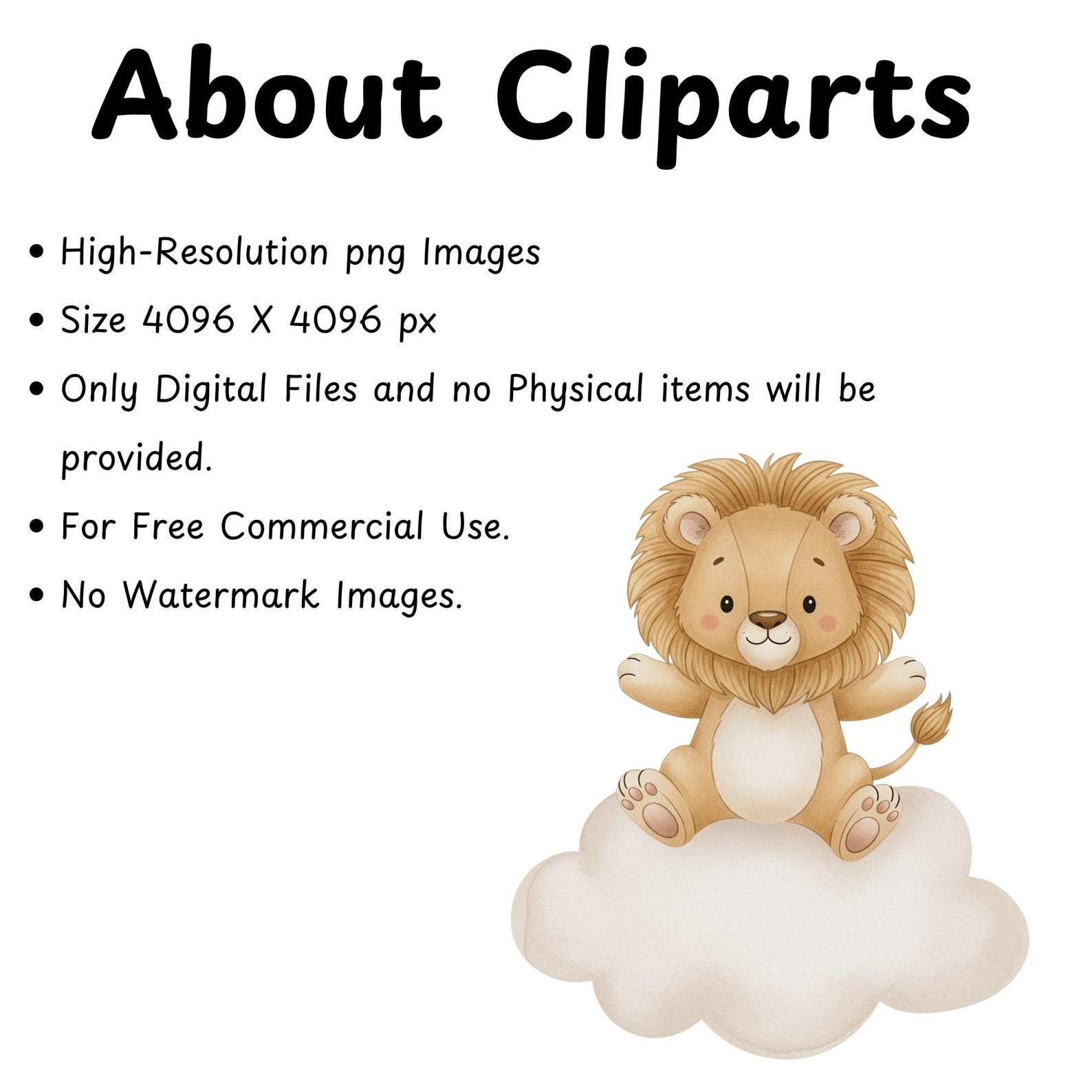Watercolor Lion Clipart: Safari Nursery Art, Baby Shower PNG (instant ...