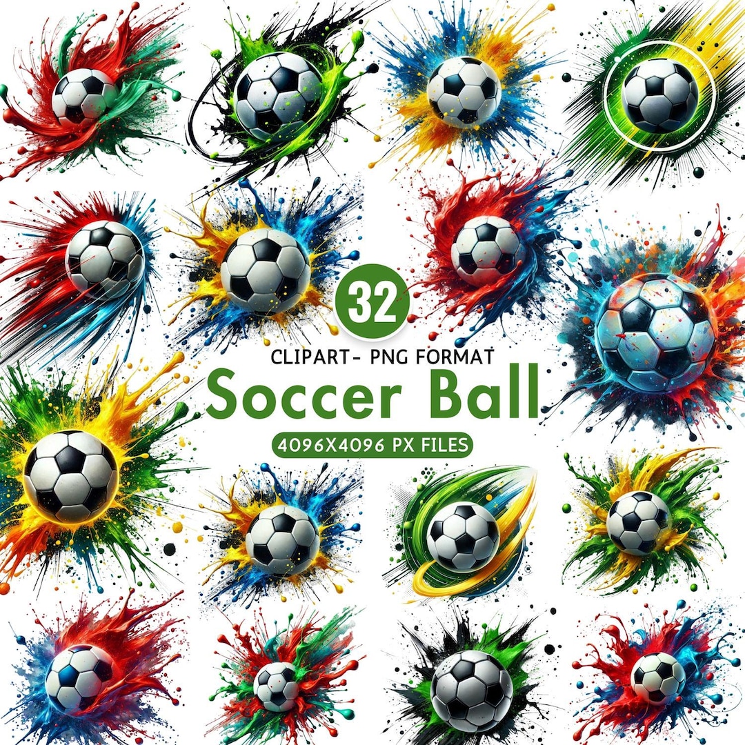 Watercolor Soccer Ball Clipart Bundle Football Clipart Soccer ...