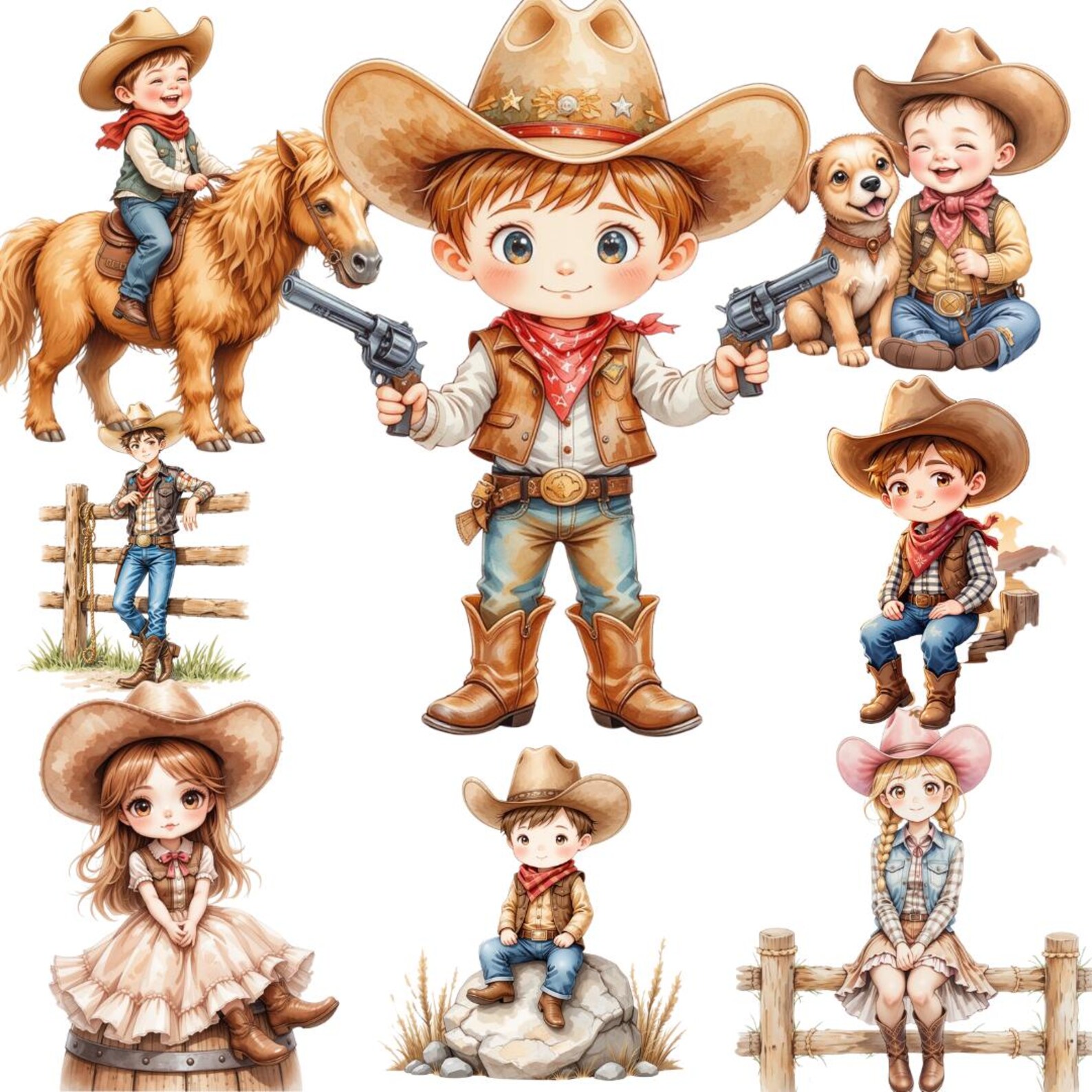 70+ Watercolor Cute Cowboy Clipart, Baby Cowboy Png,wild West Baby ...