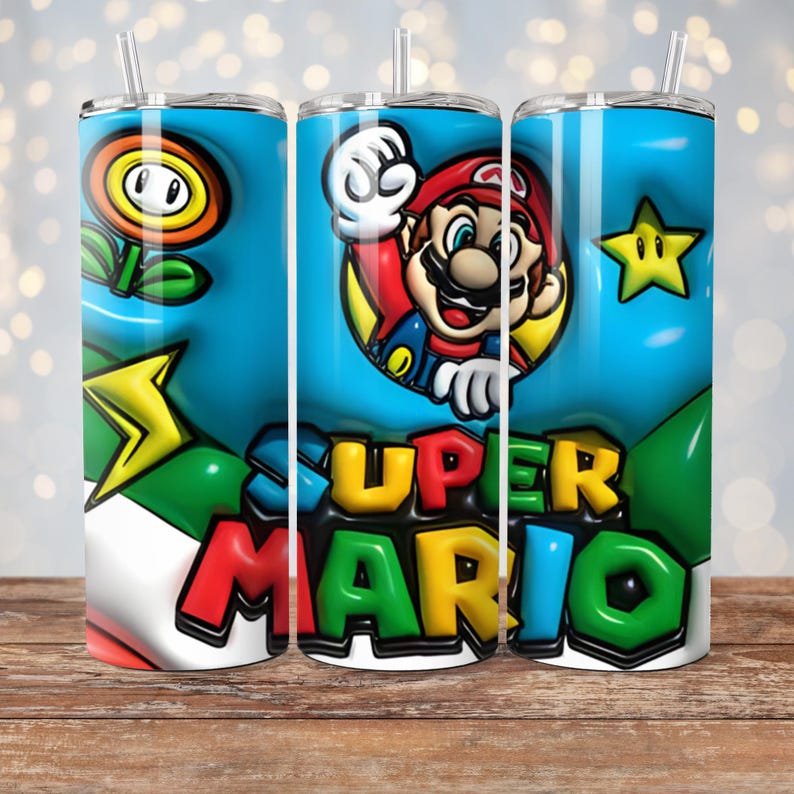 Super Mario Tumbler Wrap Bundle, Digital 20 Oz Skinny Tumblers Designs ...