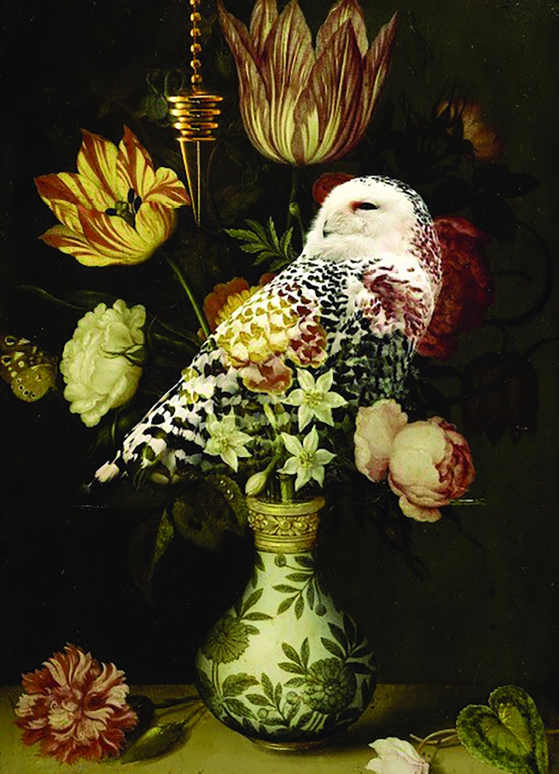 Owl and Floral Art Still Life With Bird Classic Art Print Dutch Golden ...