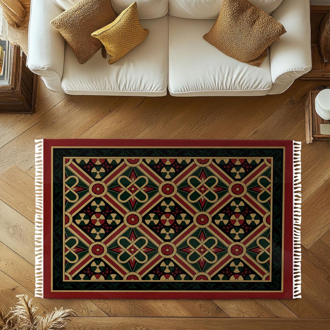 Renaissance Art Area Rug: Vintage Medieval Design With Tassels - Etsy