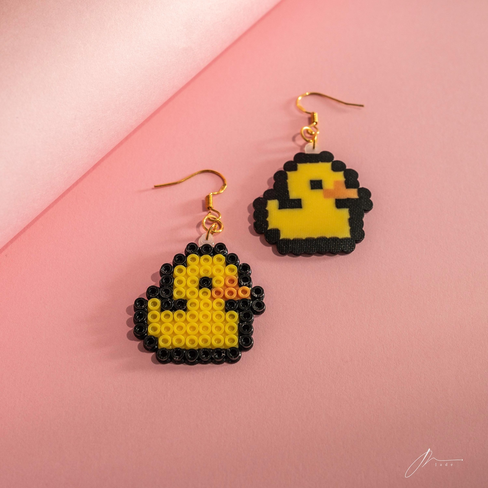 Pixel Duck Perler Bead Earrings: Kawaii 8-bit Rubber Ducky Jewelry - Etsy