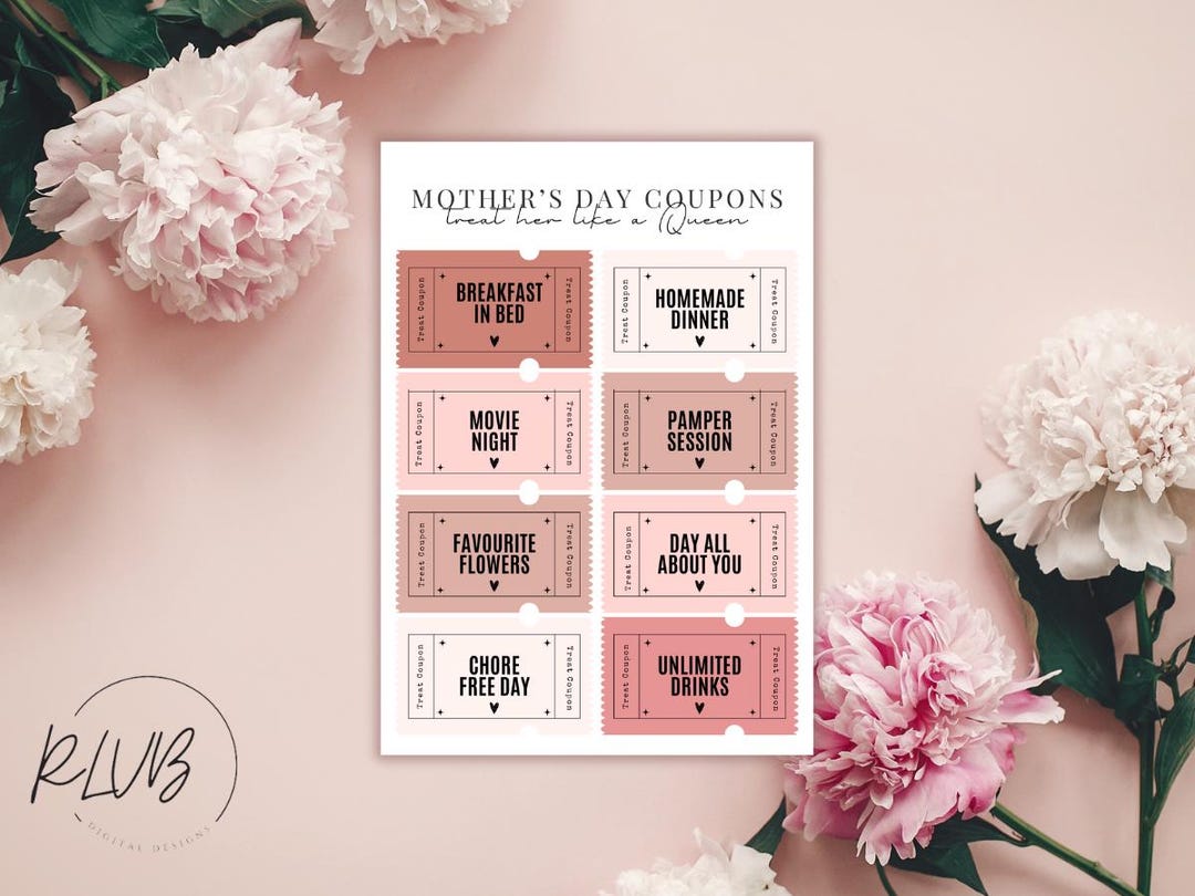 Mothers Day Gift for Mum Printable Coupons Gift for Mothers Day Gifts ...