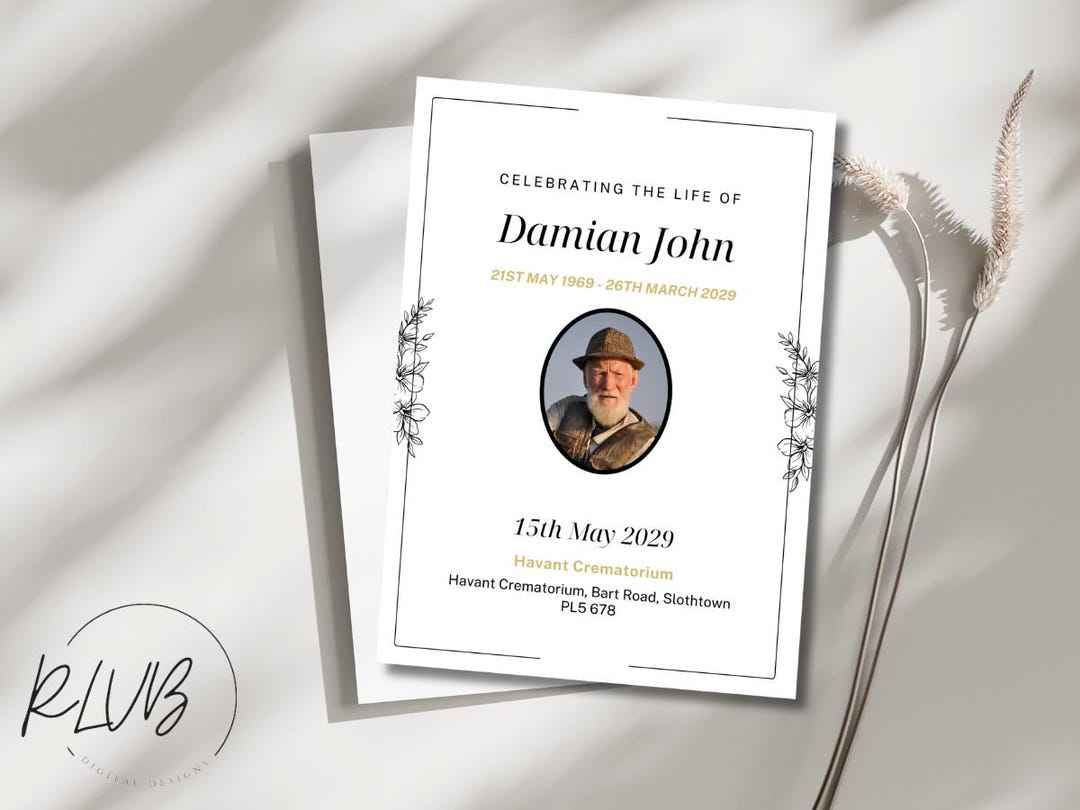 Funeral Invitation Personalised Photo Invitation in Loving Memory ...