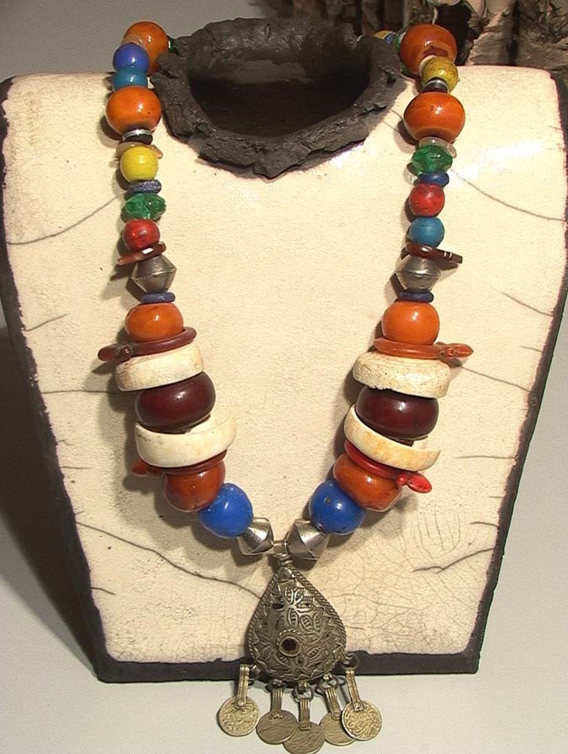 Vintage Tribal Moroccan Berber Silver Pendant Phenolic Resin | Etsy