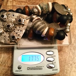 African Moroccan Berber Resin Amber Bead, Old Coins Necklace and Silver ...