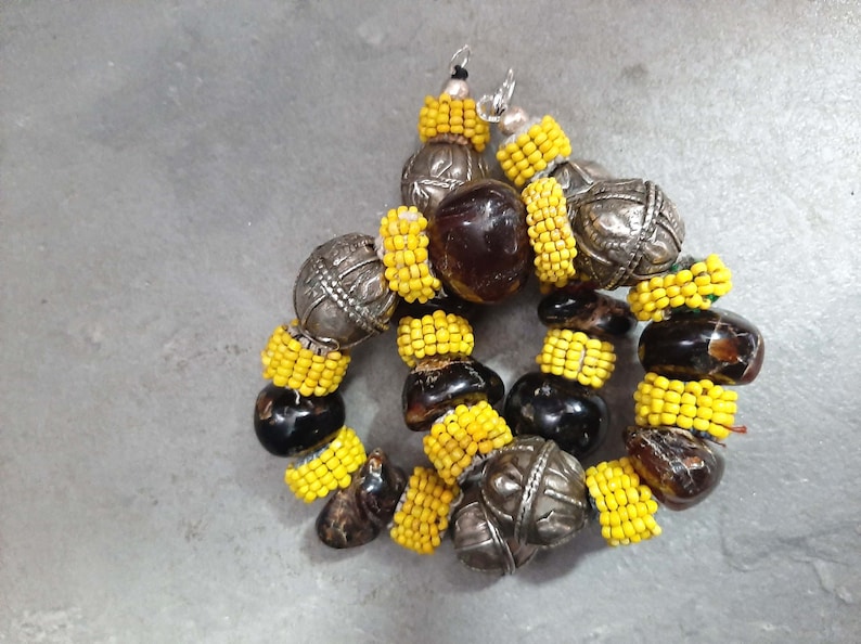 Vintage Natural Sumatra Amber Nuggets Yemen Silver Beads and - Etsy