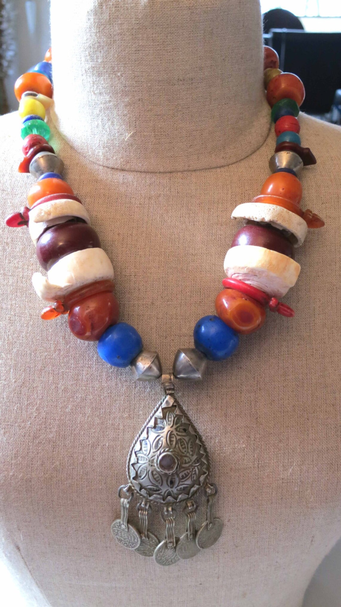 Vintage Tribal Moroccan Berber Silver Pendant Phenolic Resin | Etsy