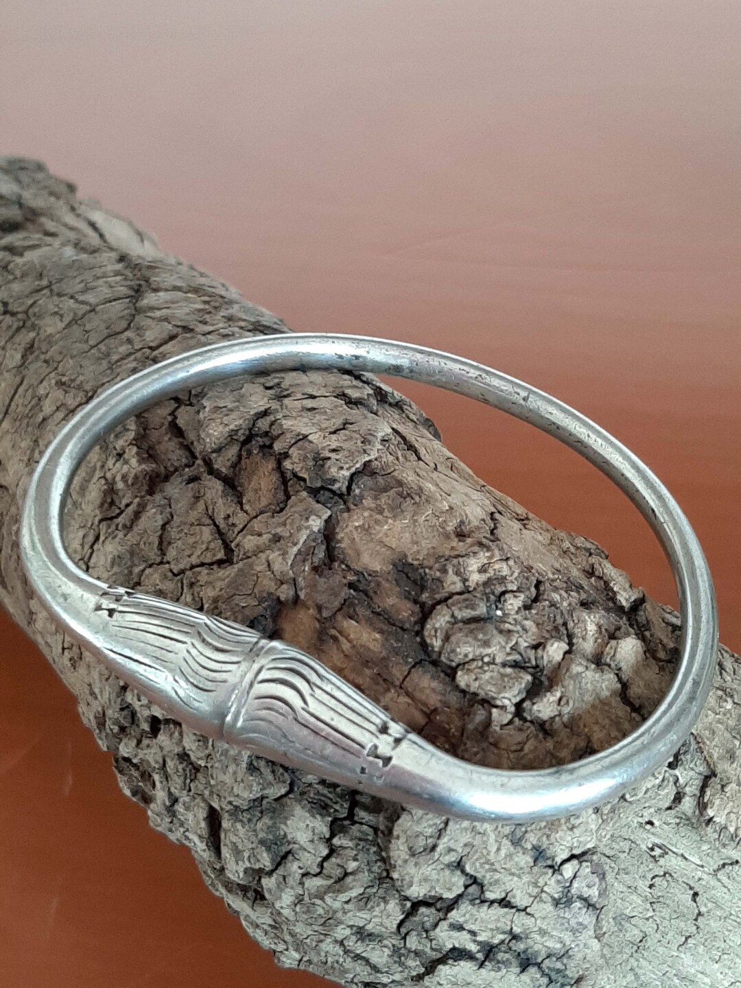 Vintage Chinese Asian Ethnic Silver D-shaped Bangle Bracelet, Tribal ...