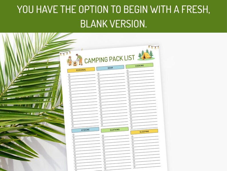 Camping Packing List Printable & Editable, Camping Pack List Template ...