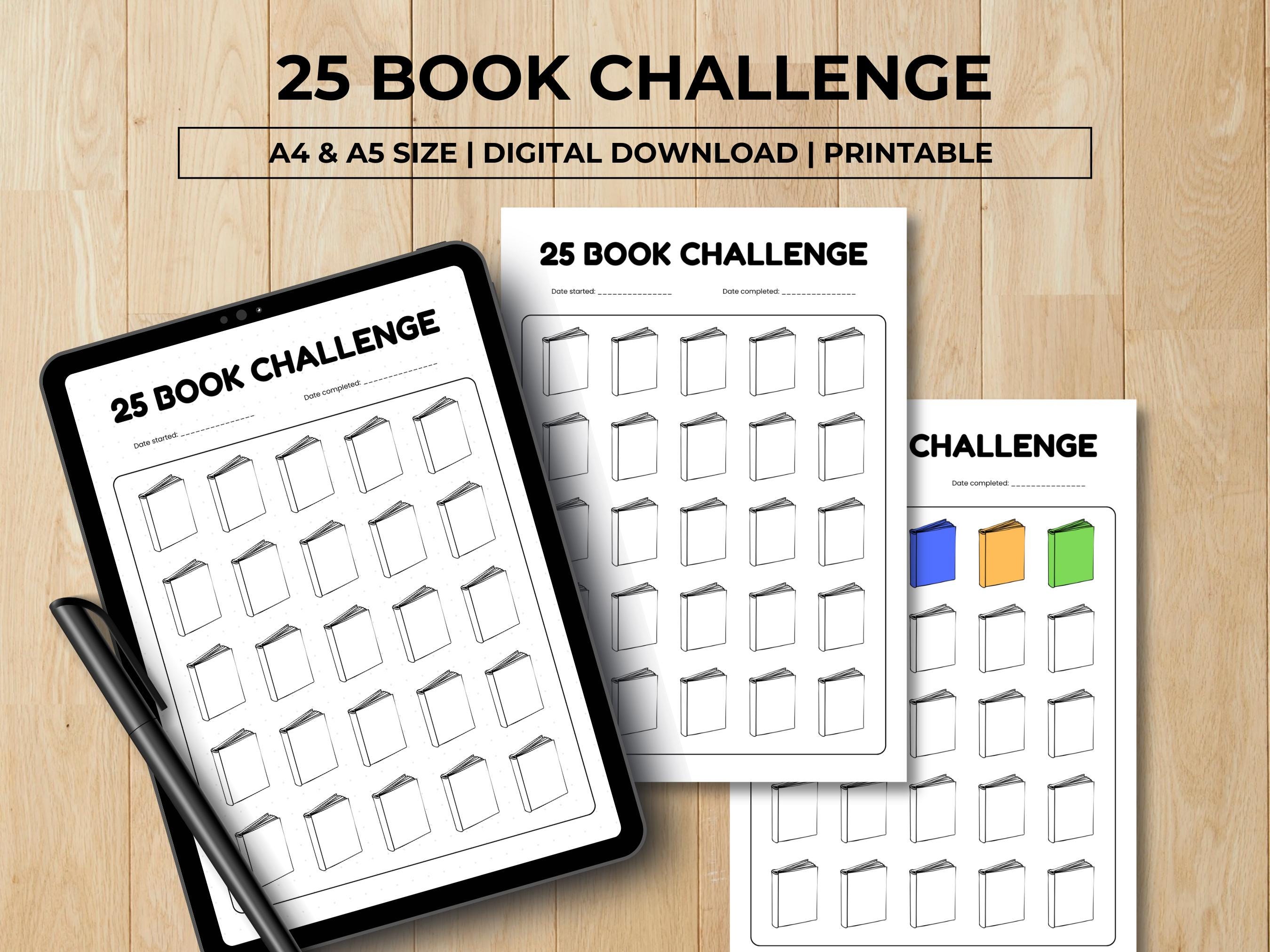 25 Book Reading Challenge Printable, Reading Tracker, Reading Log, Book ...