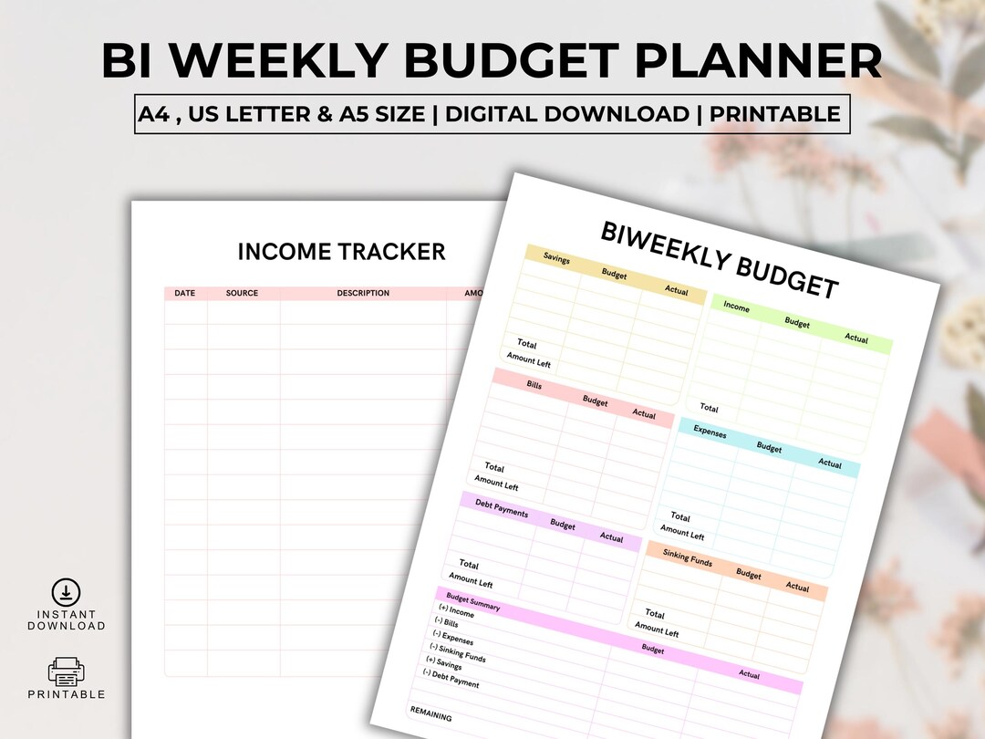Biweekly Budget Planner, Printable Bi-weekly Template, Paycheck Budget ...