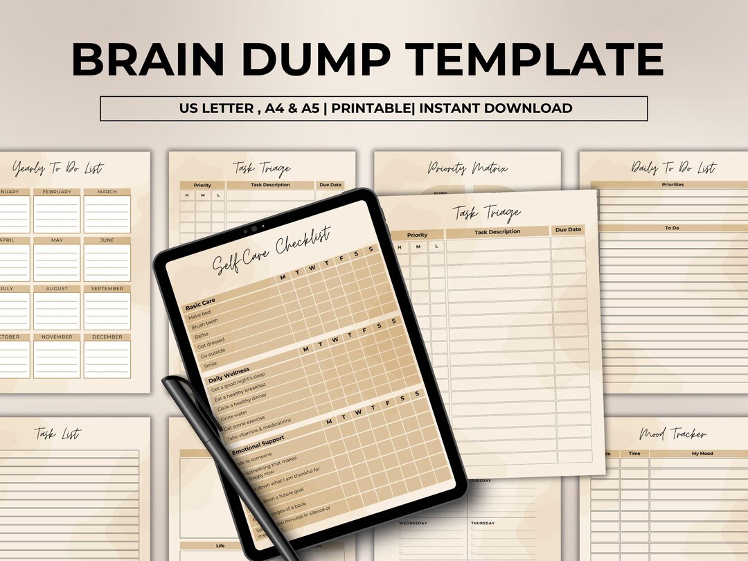 Brain Dump Template, ADHD Planner Printable, Adhd Brain Dump Planner ...