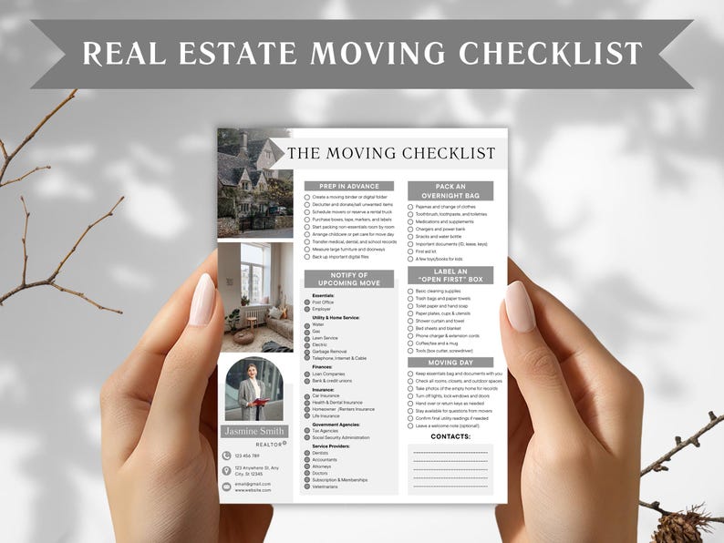 Editable Real State Moving Checklist, Printable Moving to Do List ...