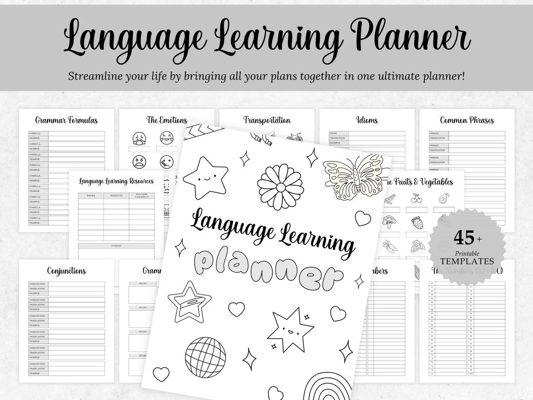 Learning Language Planner Template, Language Study Notebook Planner ...