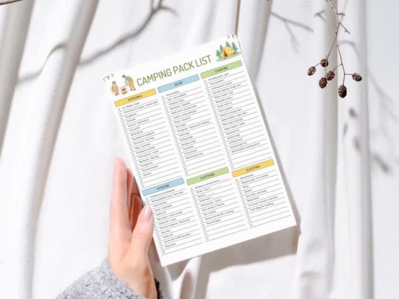 Camping Packing List Printable & Editable, Camping Pack List Template ...