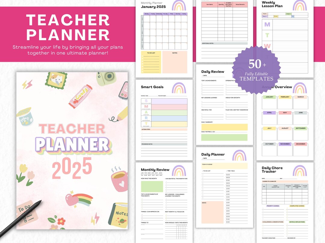 Printable Teacher Planner Template, School Planner, Homeschooling ...