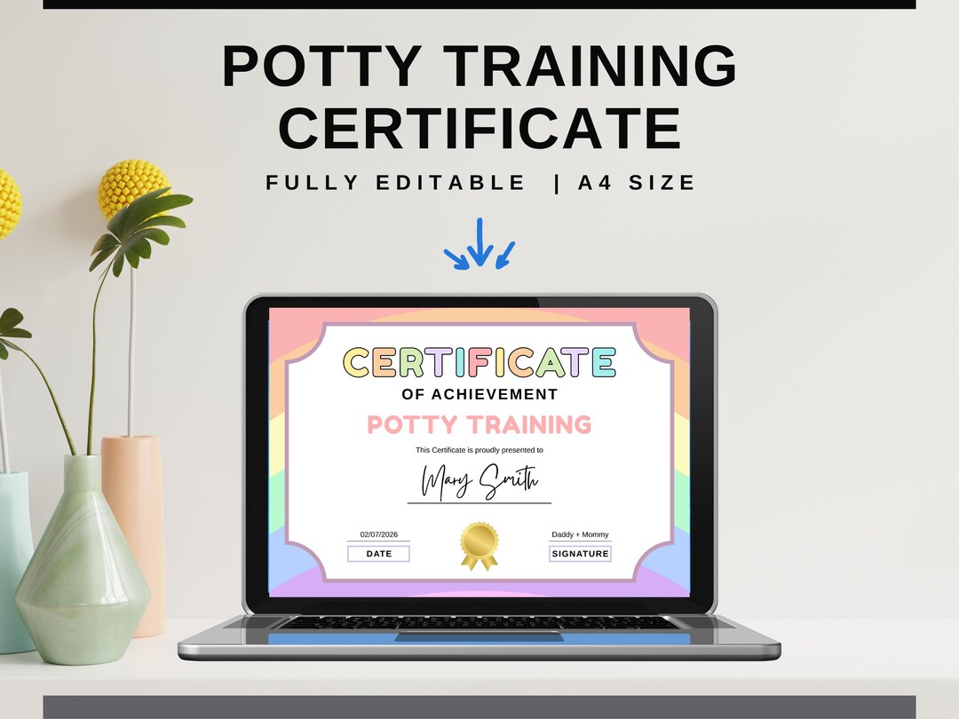 Editable Potty Training Certificate Template, Potty Training Tracker ...