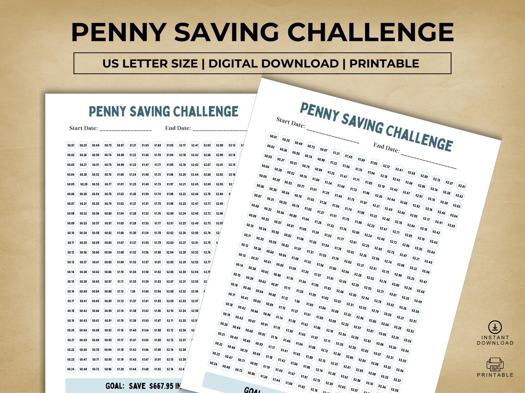 Penny Savings Challenge Printable, 365 Days Penny Saving Chart, Low ...