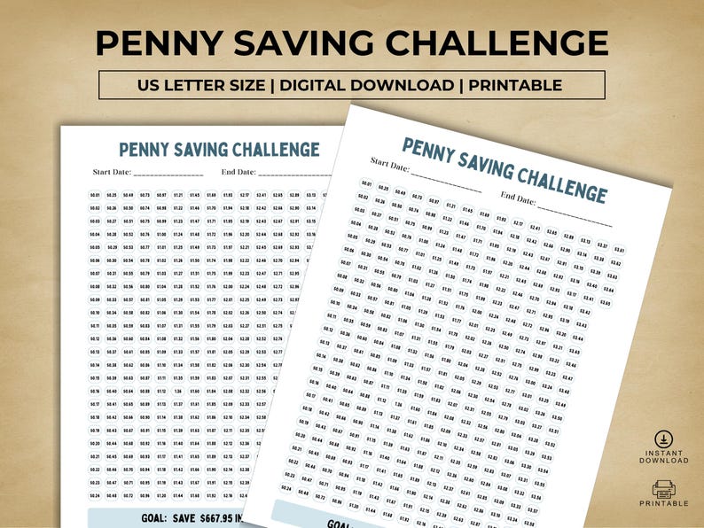 Penny Savings Challenge Printable, 365 Days Penny Saving Chart, Low ...