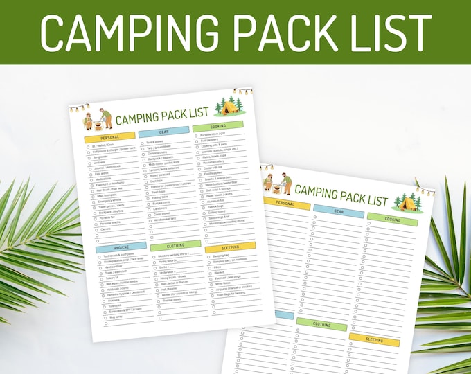 Editable Camping Packing List, Camping Trip Packing Checklist PDF ...
