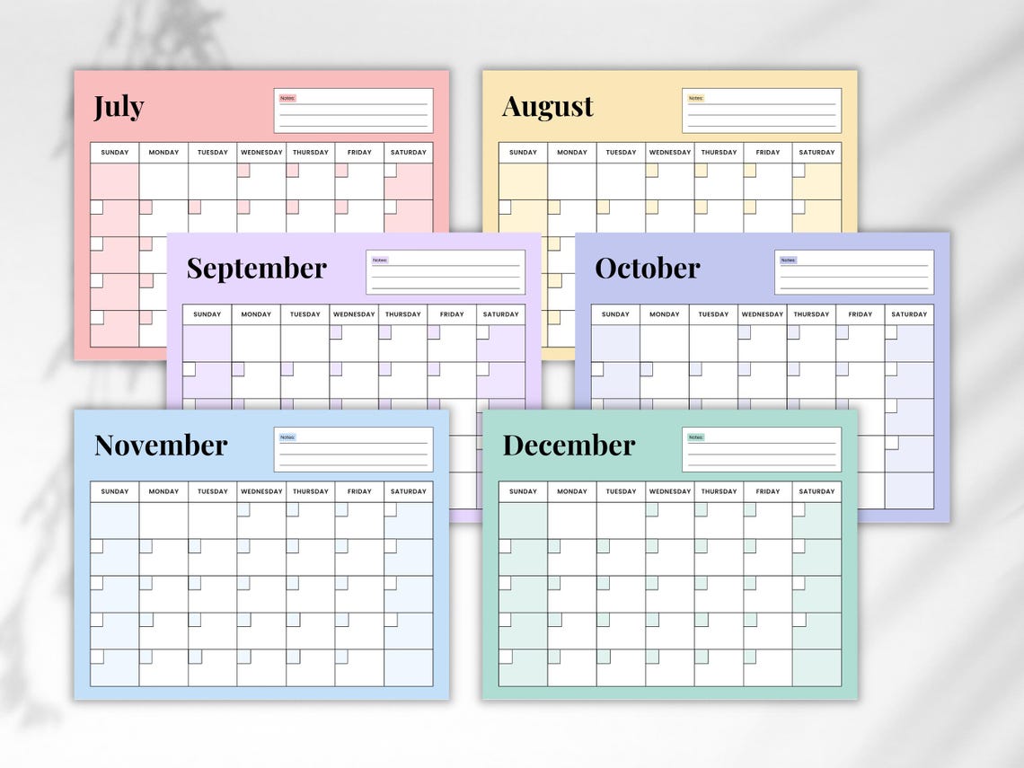Editable Blank Monthly Calendar Template, Printable Calendar With Notes ...