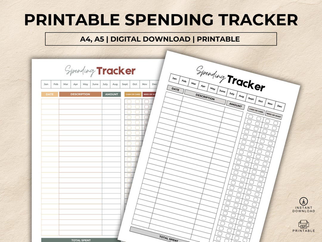 Daily Spending Tracker, Printable Spending Tracker, Finance Tracker ...