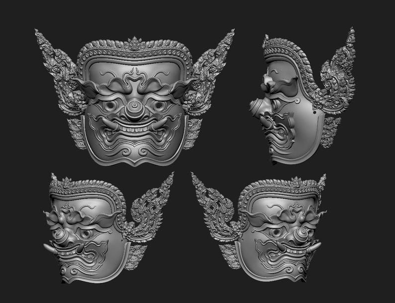 Thai Yaksha Mask STL File: 3D Printable Cosplay Prop (digital Download ...