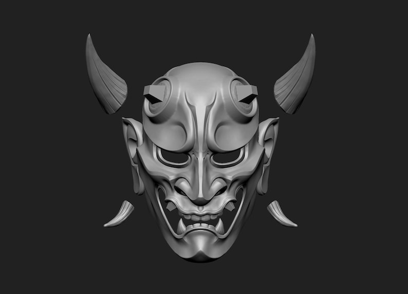 Samurai Demon Mask, Stl, Full Face 3D Printable Mask, High-detail ...
