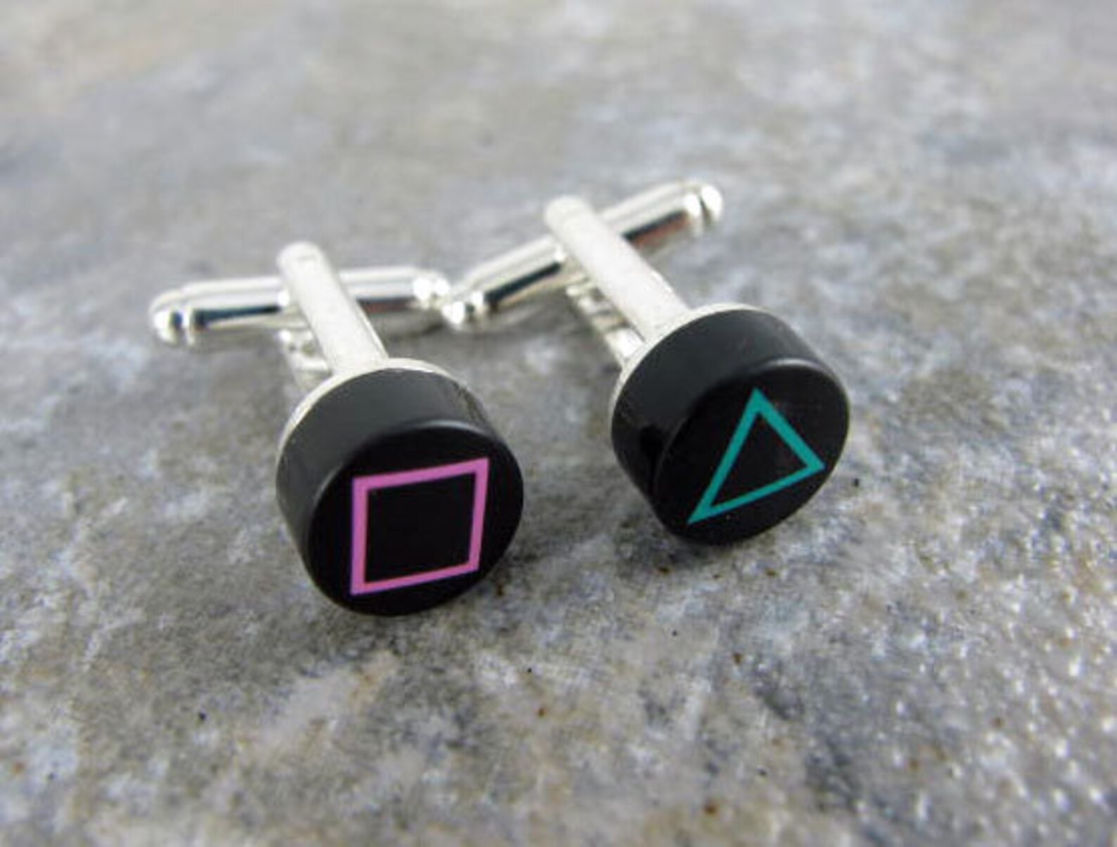 Play Station, Triangle, Square, Controller Button, Cuff Links, Recycled ...