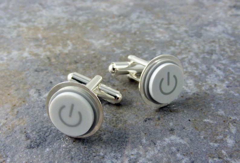 Power up Cuff Links, White Mac Power Buton, Recycled, Apple, Techie ...