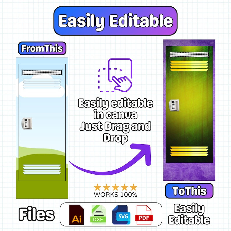 Back to School Locker Gift Box Mockup, Customizable Locker Frame ...