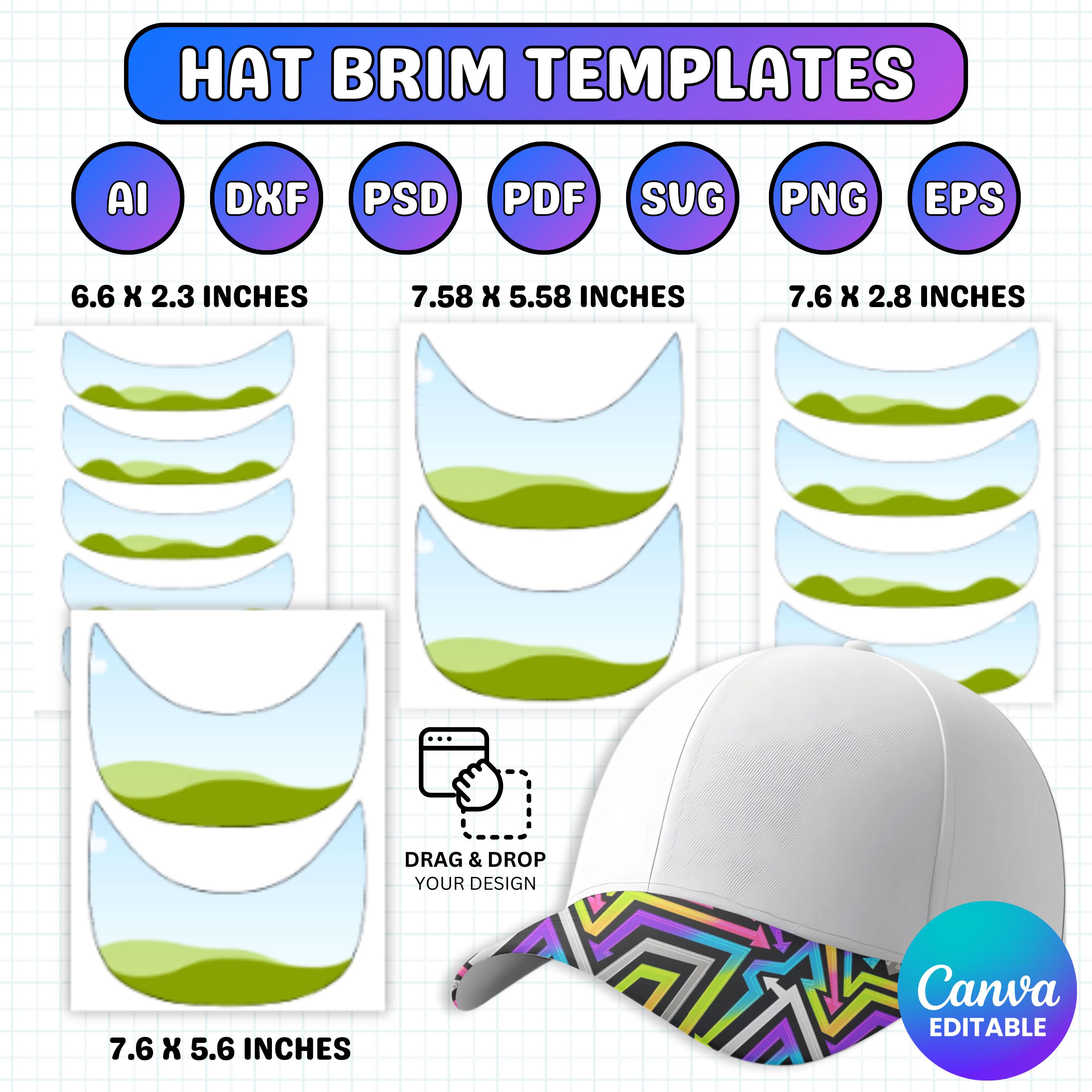 Hat Brim Template, Trucker Hat Brim Svg, Editable Trucker Cap Brim ...