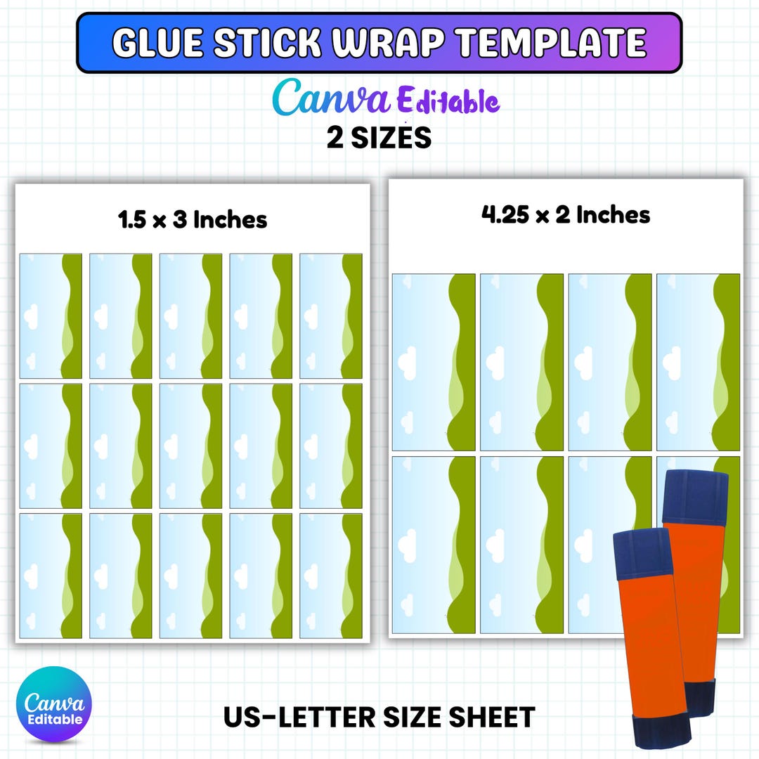Editable Glue Stick Wrap Template, Glue Stick Drag and Drop, Glue Stick ...