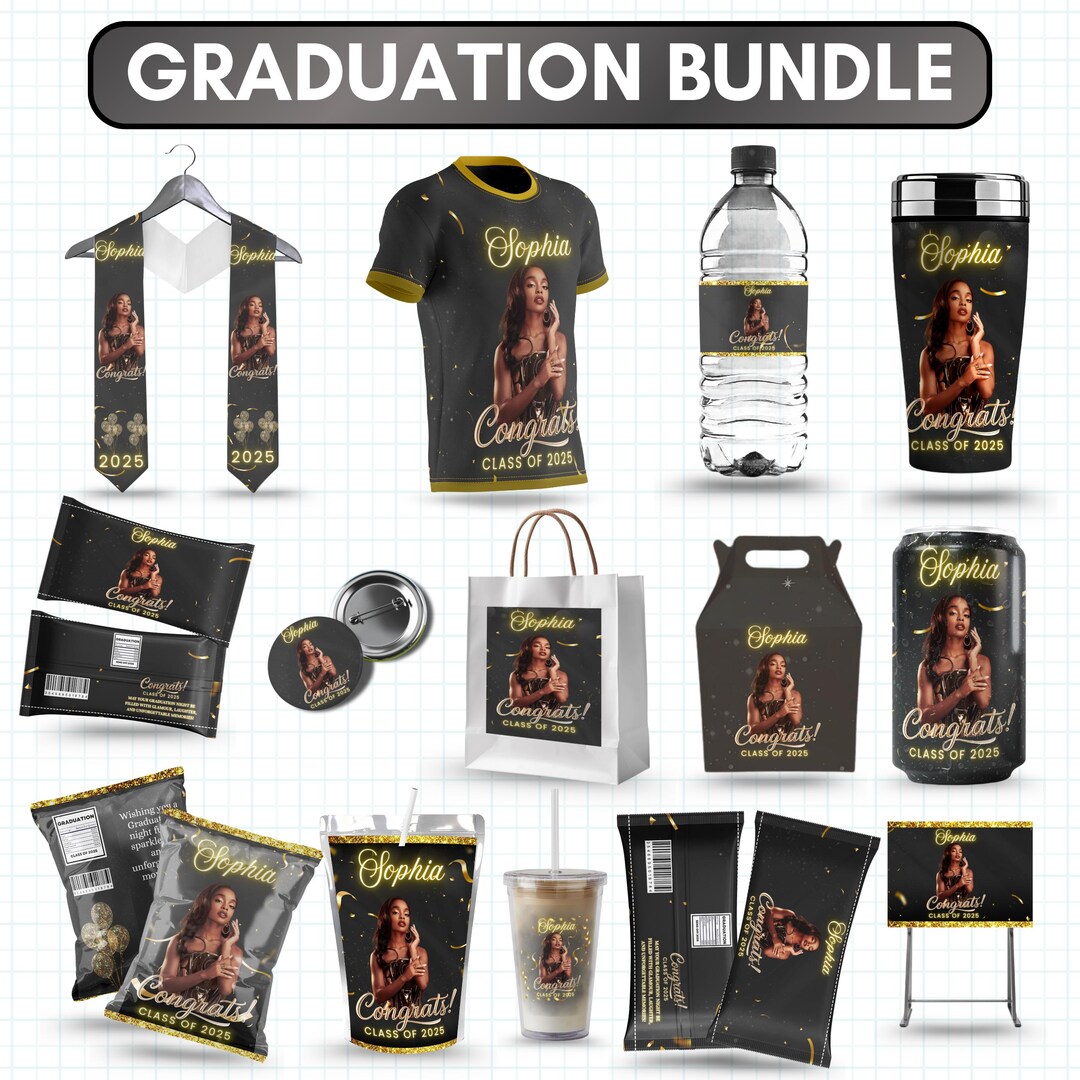 Graduation Party Favor Bundle, Graduation Chip Bag Canva Template ...