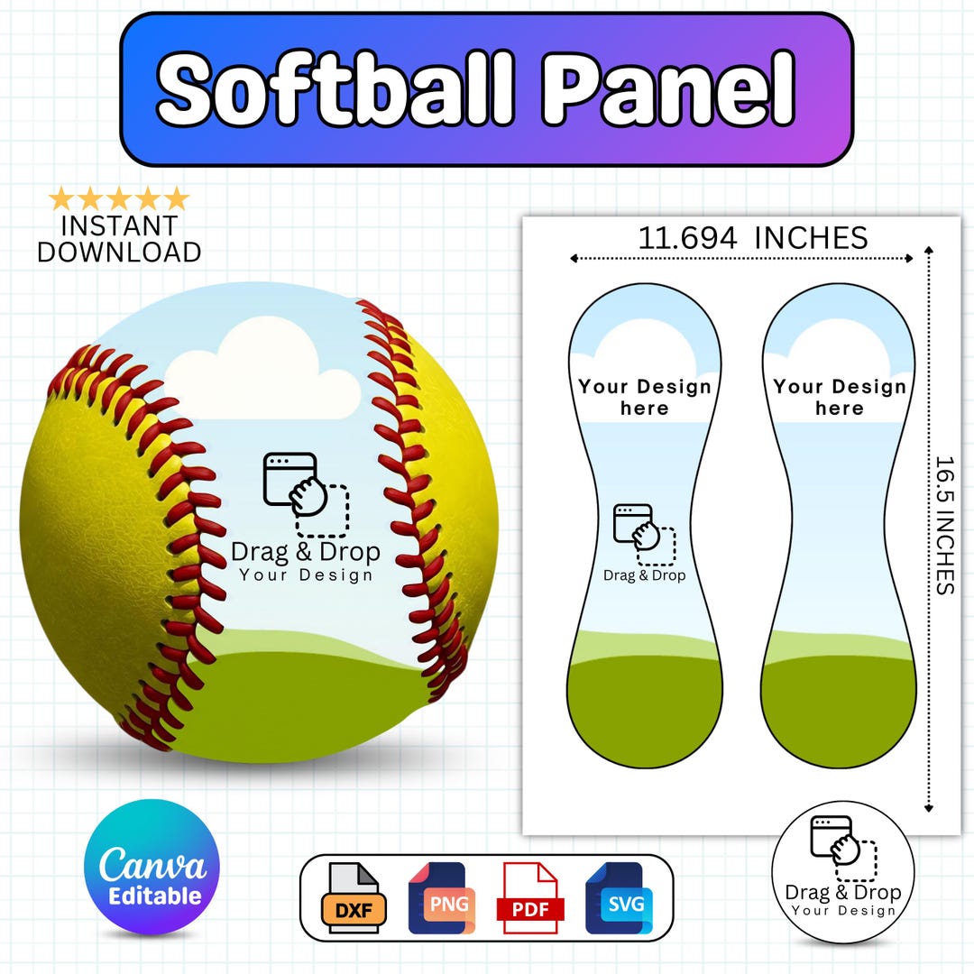 Softball Panel Template, Softball Wrap Template, Ball Wrap Template ...