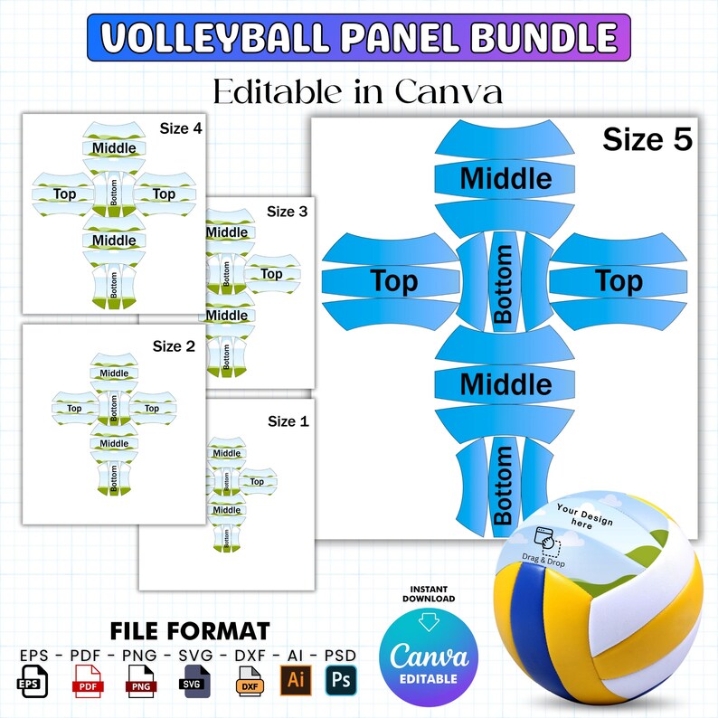 Volleyball Template, Editable Blank Volleyball Panel Template ...