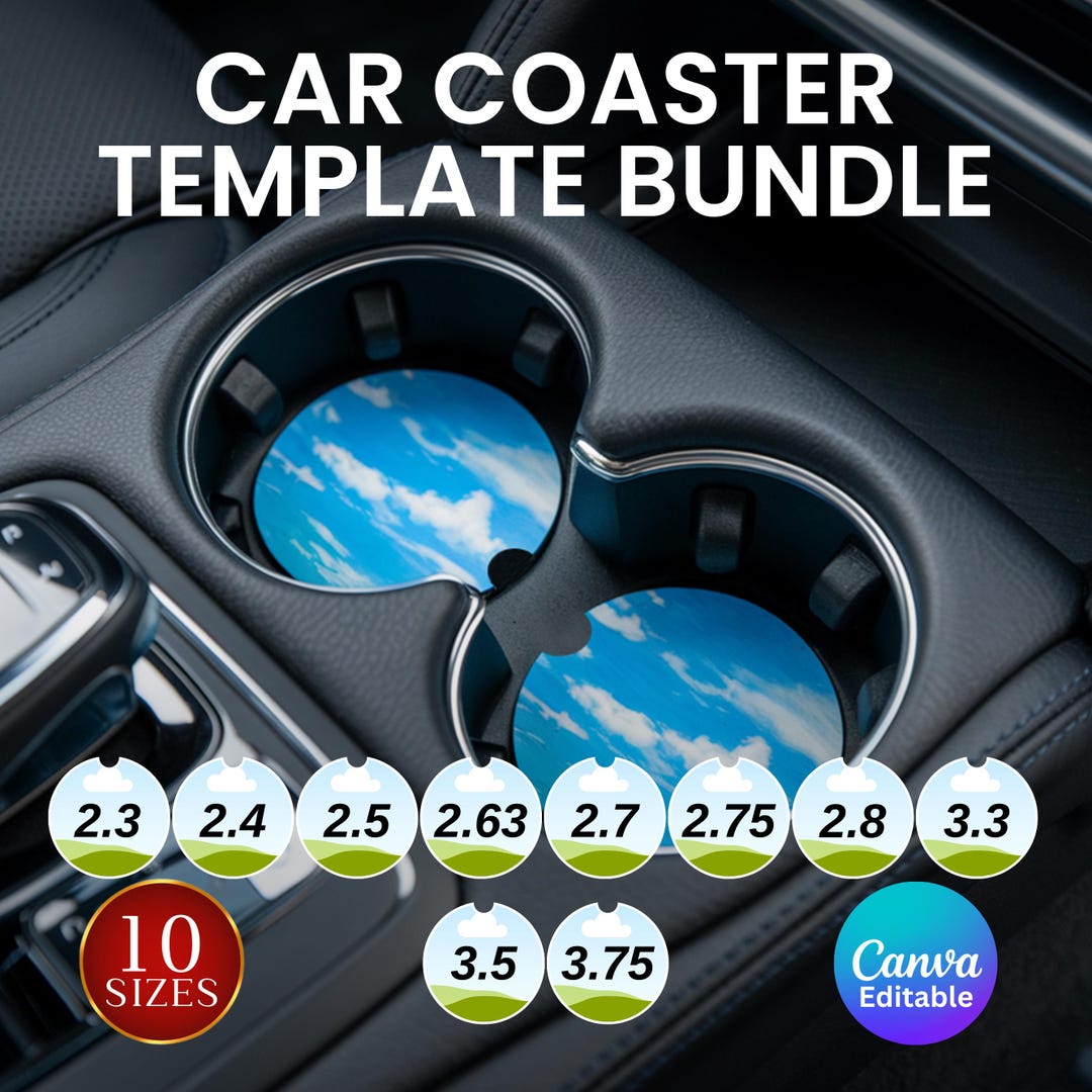 Car Coaster Templates Bundle, Car Coaster Canva Template, Editable ...