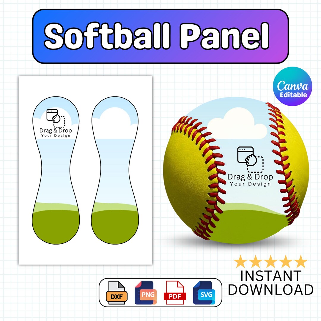 Softball Panel Template, Softball Wrap Template, Ball Wrap Template ...