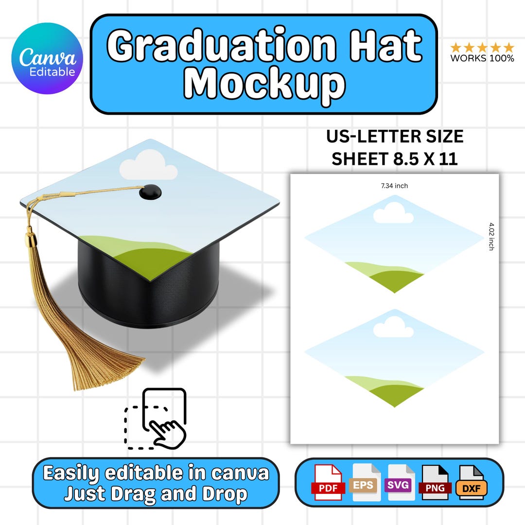 Diy Graduation Hat Topper Mockup, Grad Cap Topper Photo Frame Mockup ...