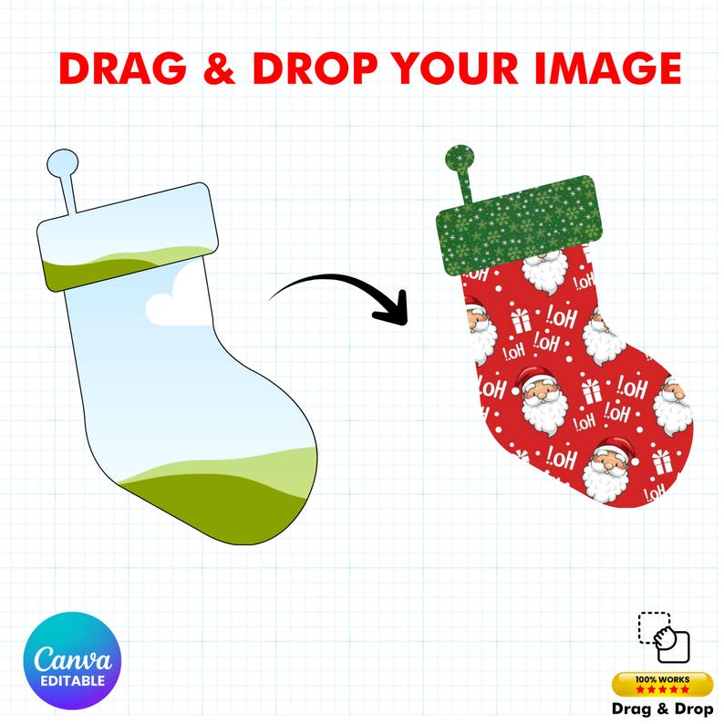 Editable Christmas Stocking Template for Personalized Holiday Decor ...