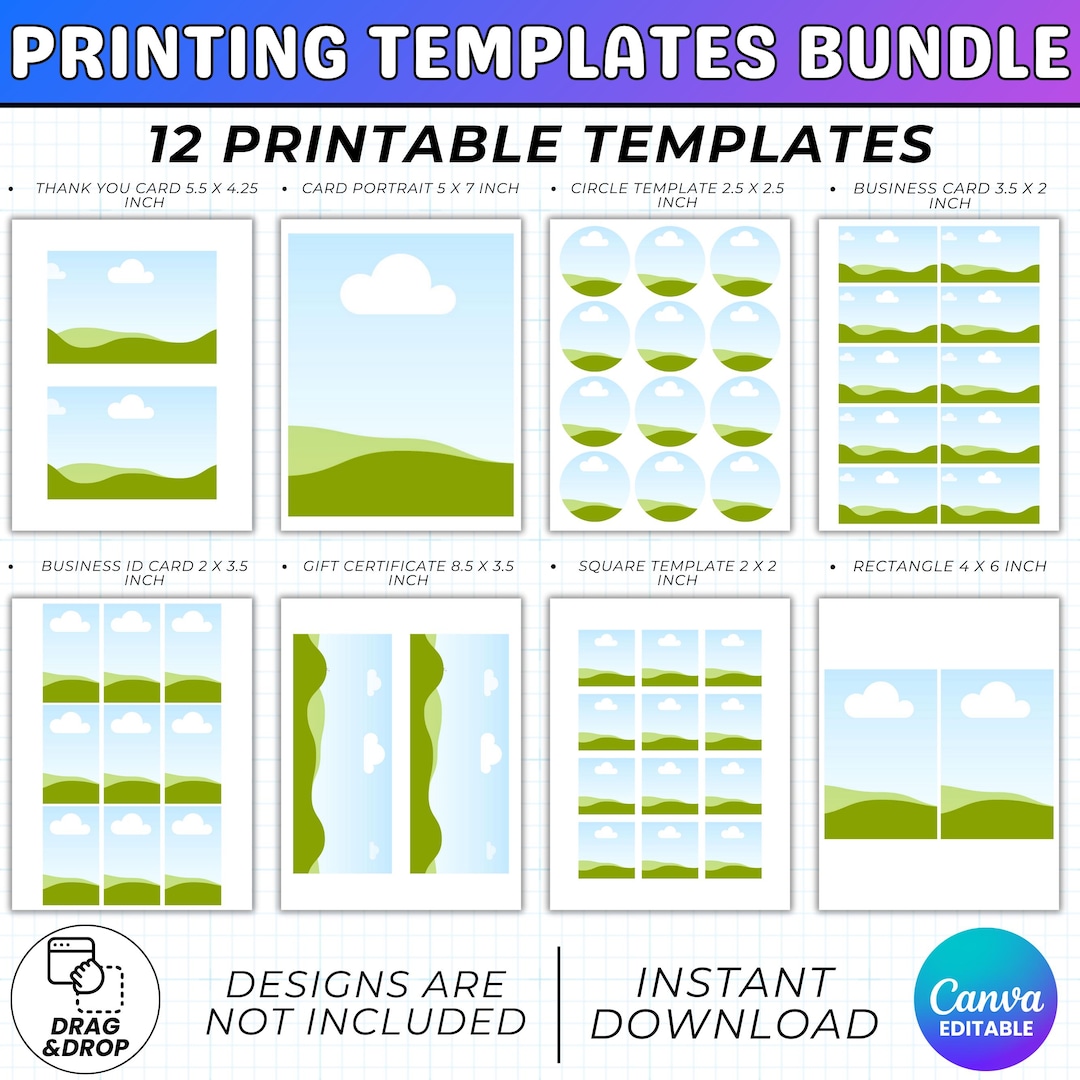 Printing Templates Bundle, 3.5”x2” Drag and Drop Business Card Template ...
