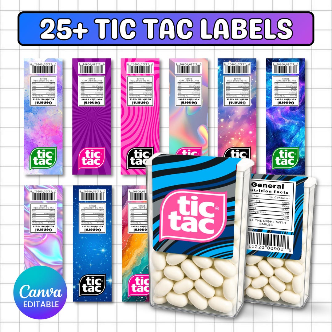25+ Tic Tac Labels, Editable Tic Tac Label Templates, Trendy Candy ...