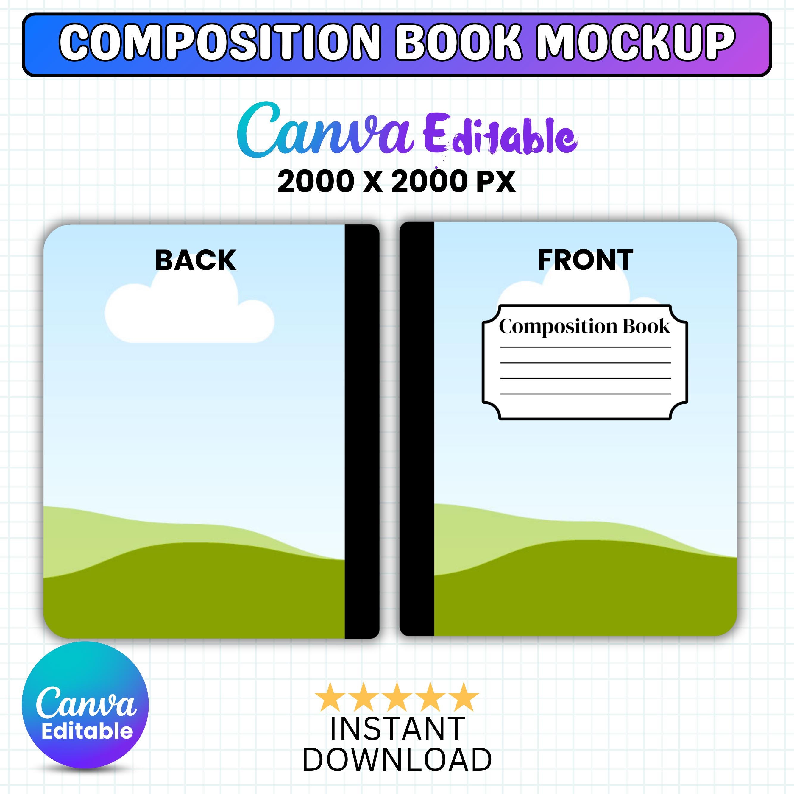 Composition Book Mockup Template, Drag and Drop,back to School, School Notebook Cover ...