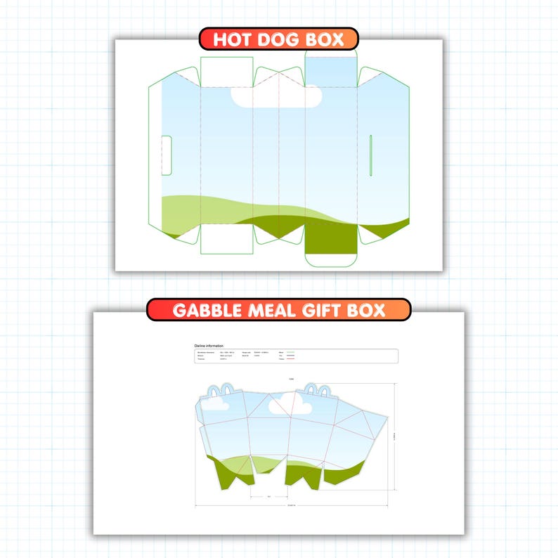 Food Box Templates Bundle, French Fries Box, Hot Dog Box, Food Tray ...